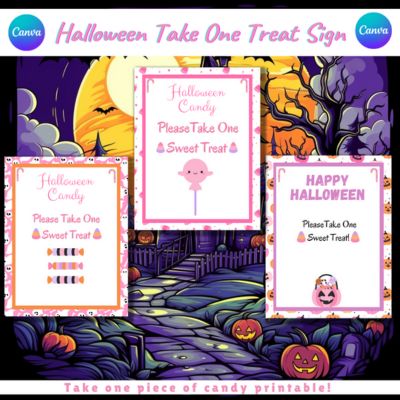 Halloween sign for candy take one